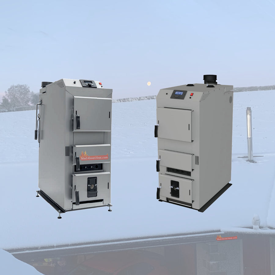 wood log biomass burning boilers, space heaters, buffer tanks. – Mad ...